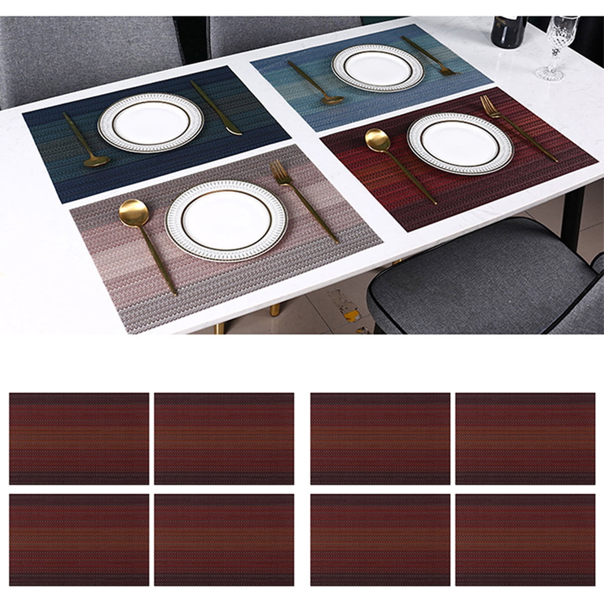 Set of 8 Heat Resistant Dining Table Place Mats Plate Mat Cloth ...