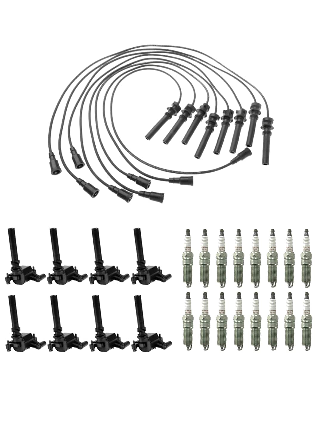 Set of 8 ISA Ignition Coils, 16 Spark Plugs and Wireset Compatible with ...
