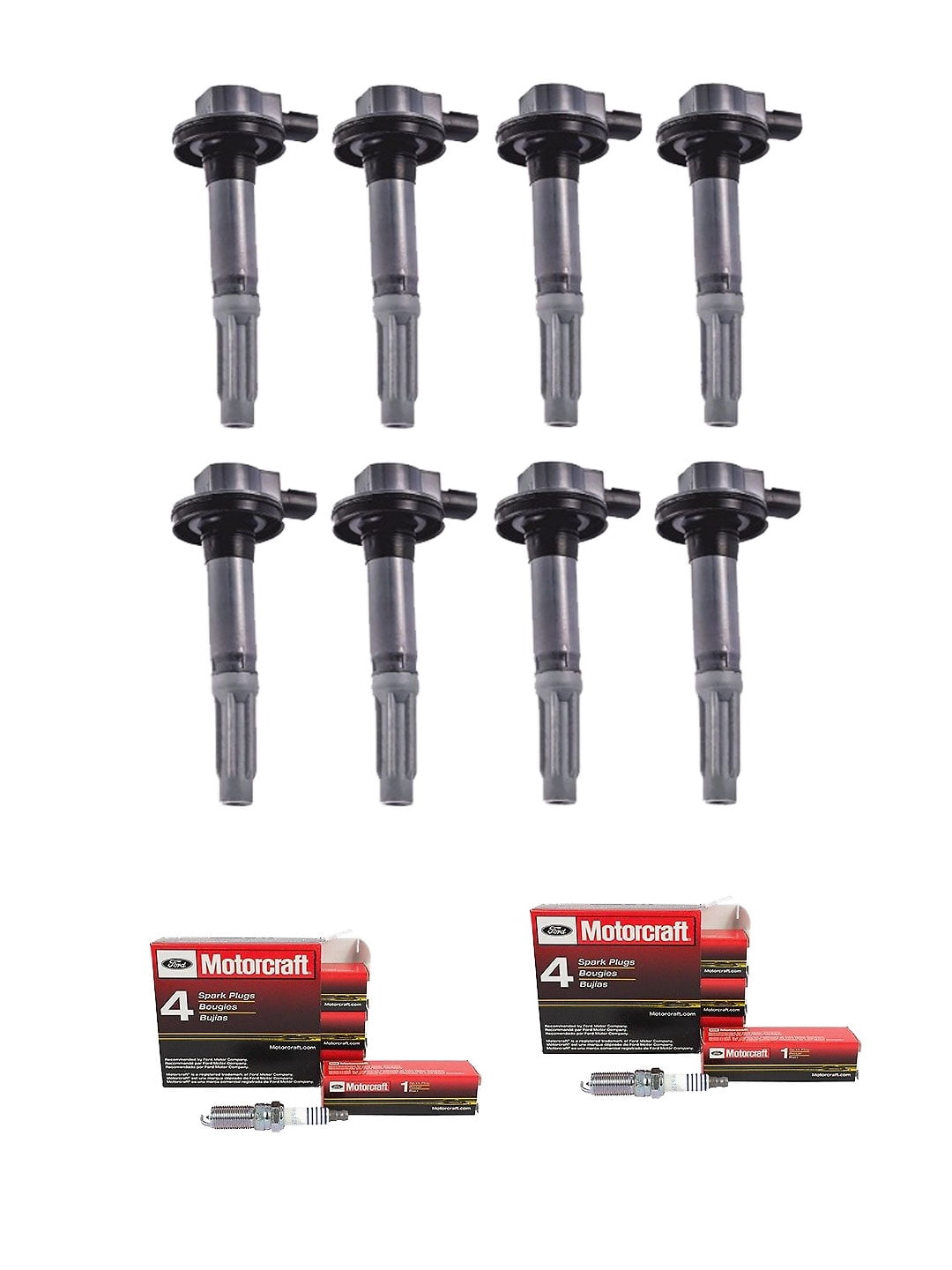 Set of 8 ISA Ignition Coils and 8 Motorcraft Spark Plugs UF622 ...