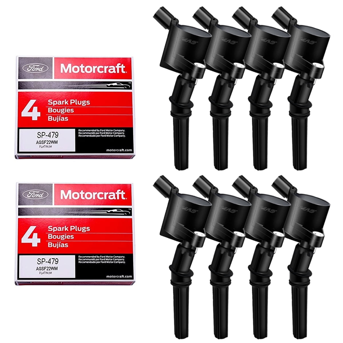 Set of 8 Ignition Coils DG508 + Motorcraft Spark Plug SP479 Ford ...