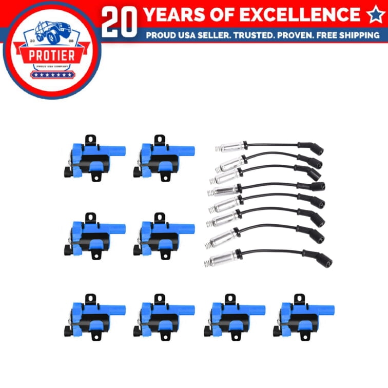 Set of 8 Ignition coil + Wire Set Compatible with Chevy Silverado GMC ...