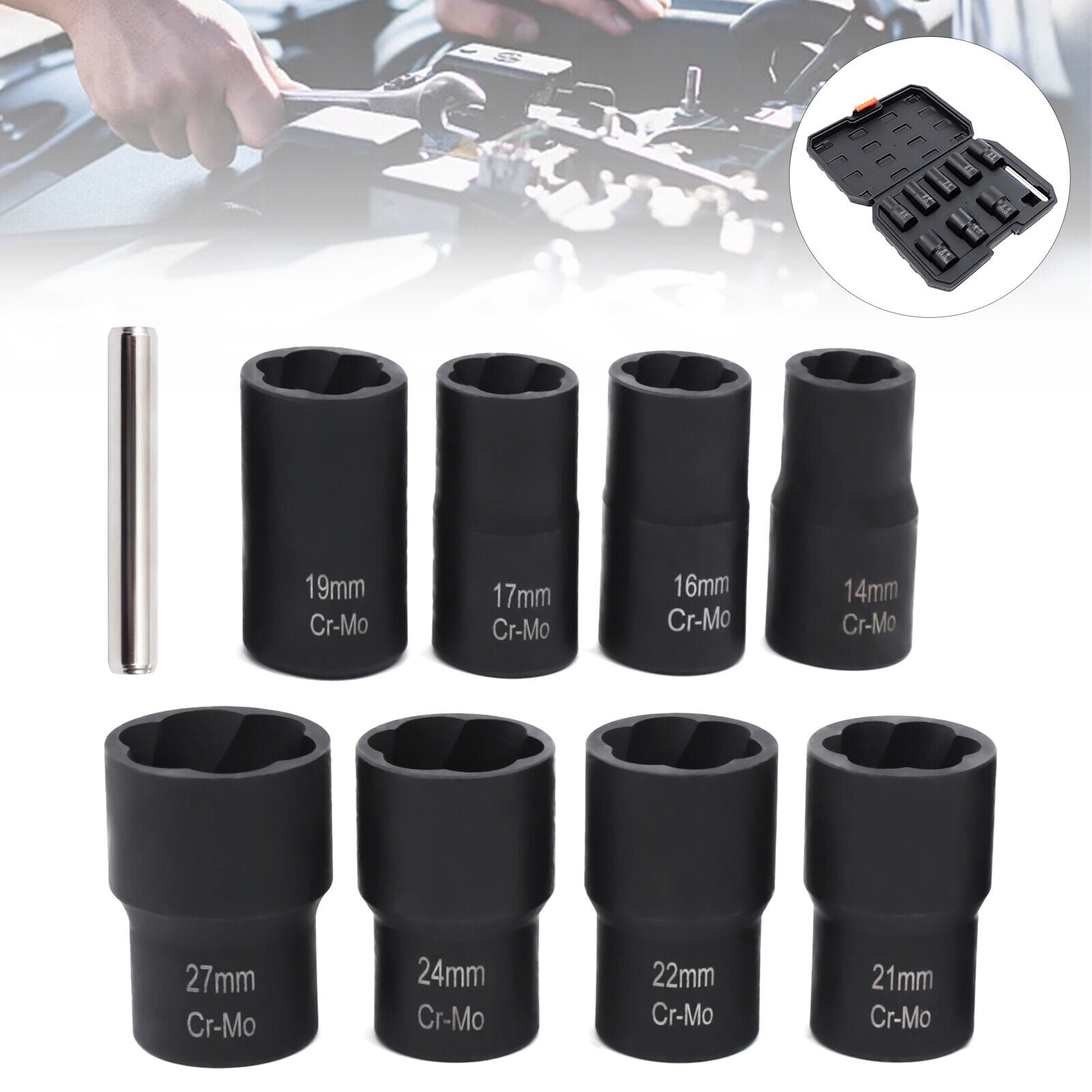 Set of 8 Impact Bolt Extractor Nut Remover Set Stripped Extraction ...