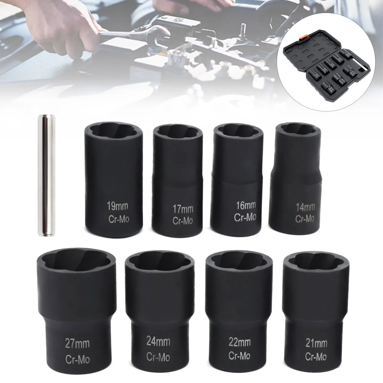 Set of 8 Impact Bolt Extractor Nut Remover Set Stripped Extraction ...