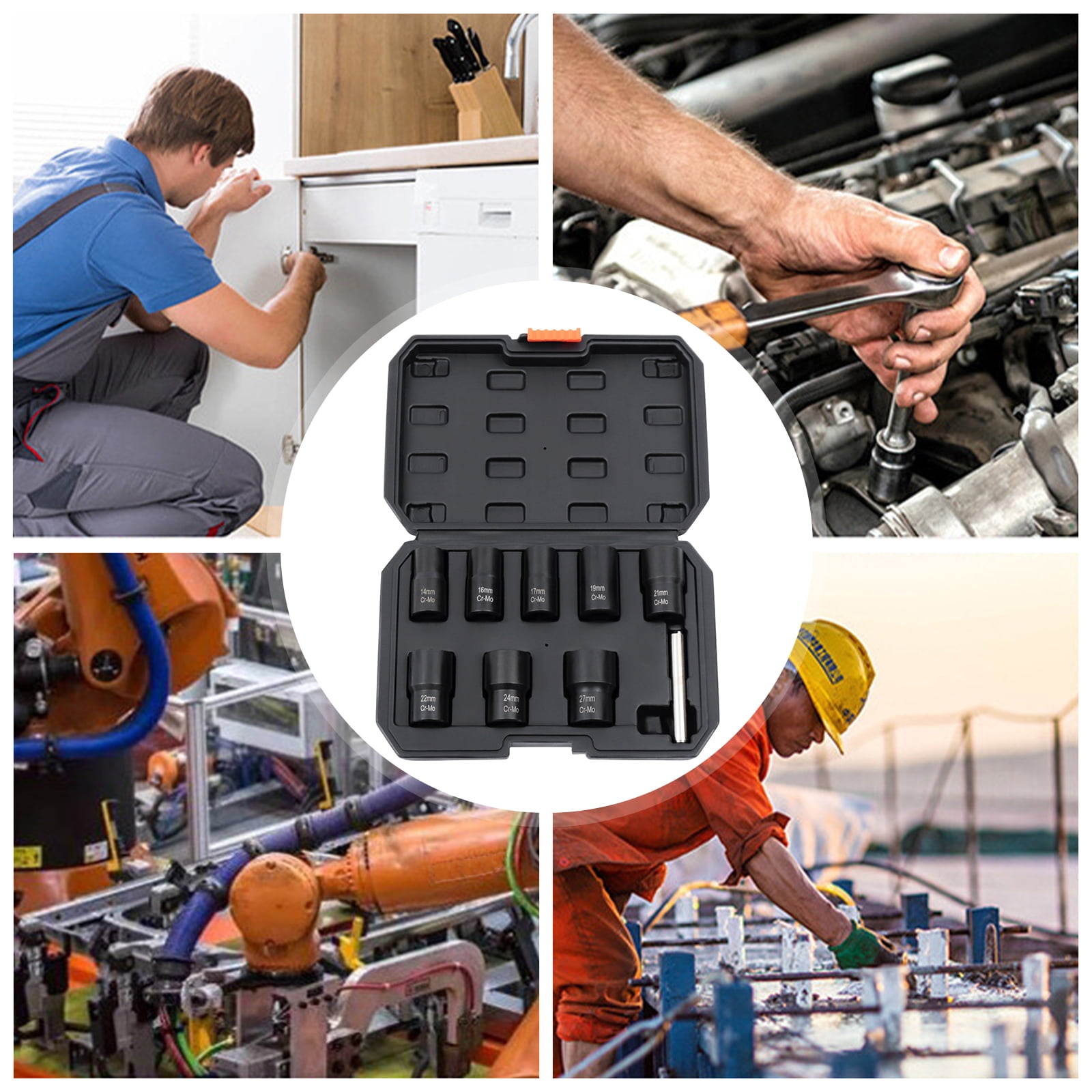 Set of 8 Impact Bolt Extractor Nut Remover Set Stripped Extraction ...