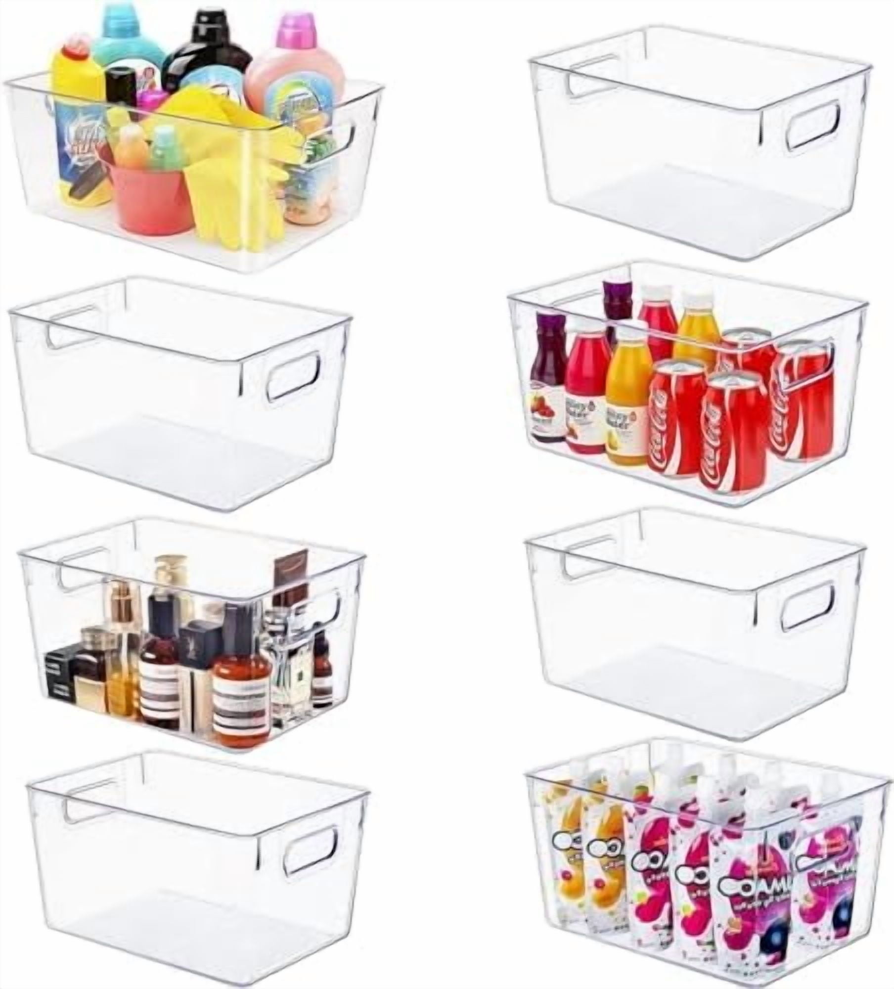 Set of 8 Large Clear Plastic Storage Bins (8L), Storage Containers for ...