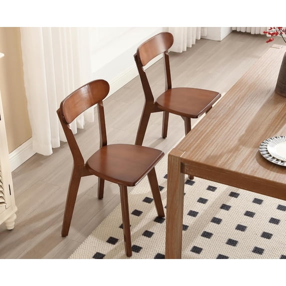 Set of 8 Mid Modern Dining Room Chairs with Curved Open Back Wooden ...