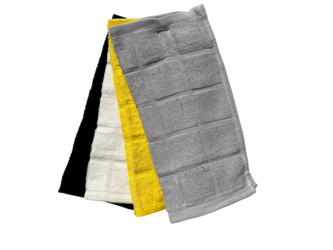 Set of 8 Mostly Cotton Terry Dish Cloths, Jacquard Blocks, Black, White ...