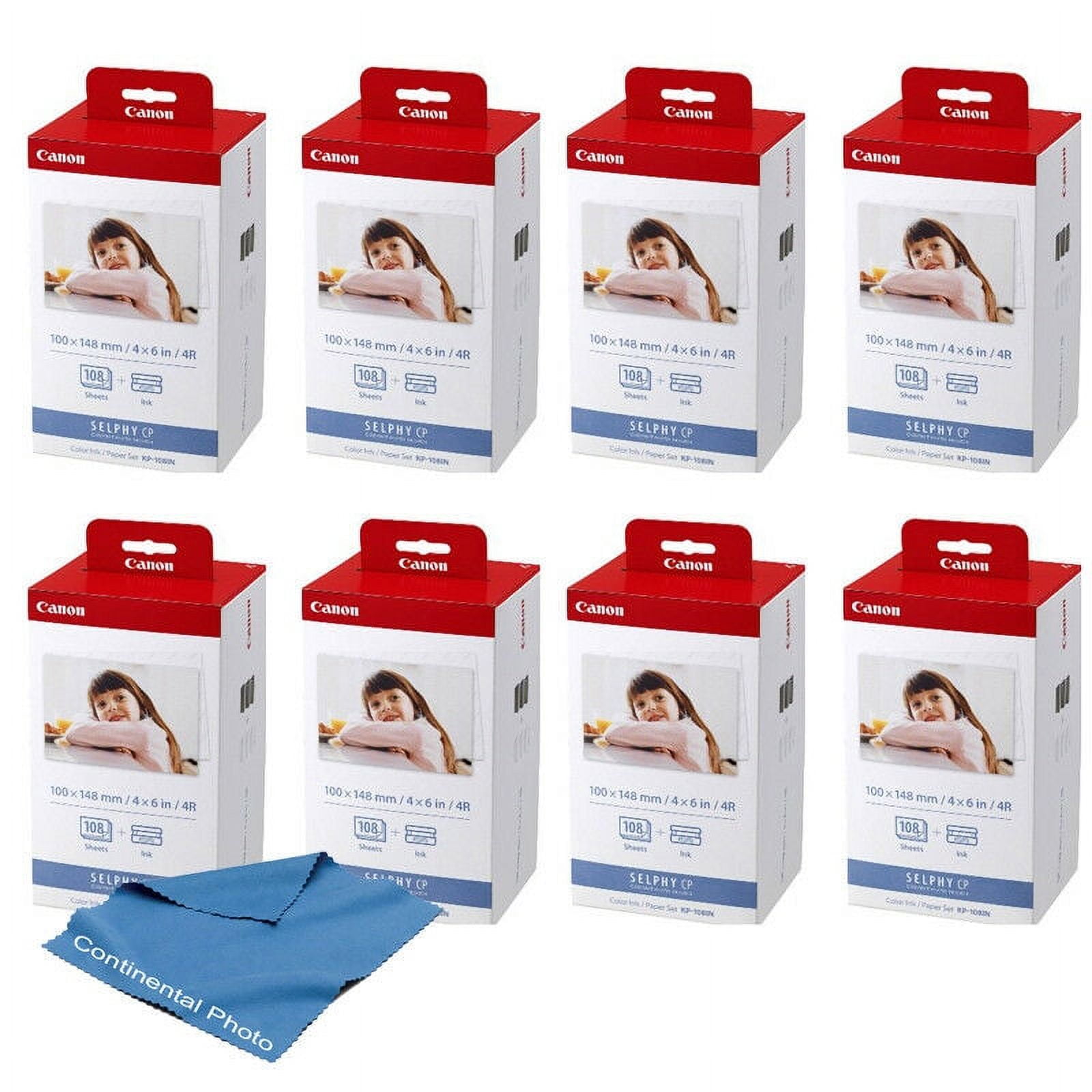 Canon SELPHY KP-108IN Color Ink & 4x6 Printer Paper Set (8 Packs) for ...