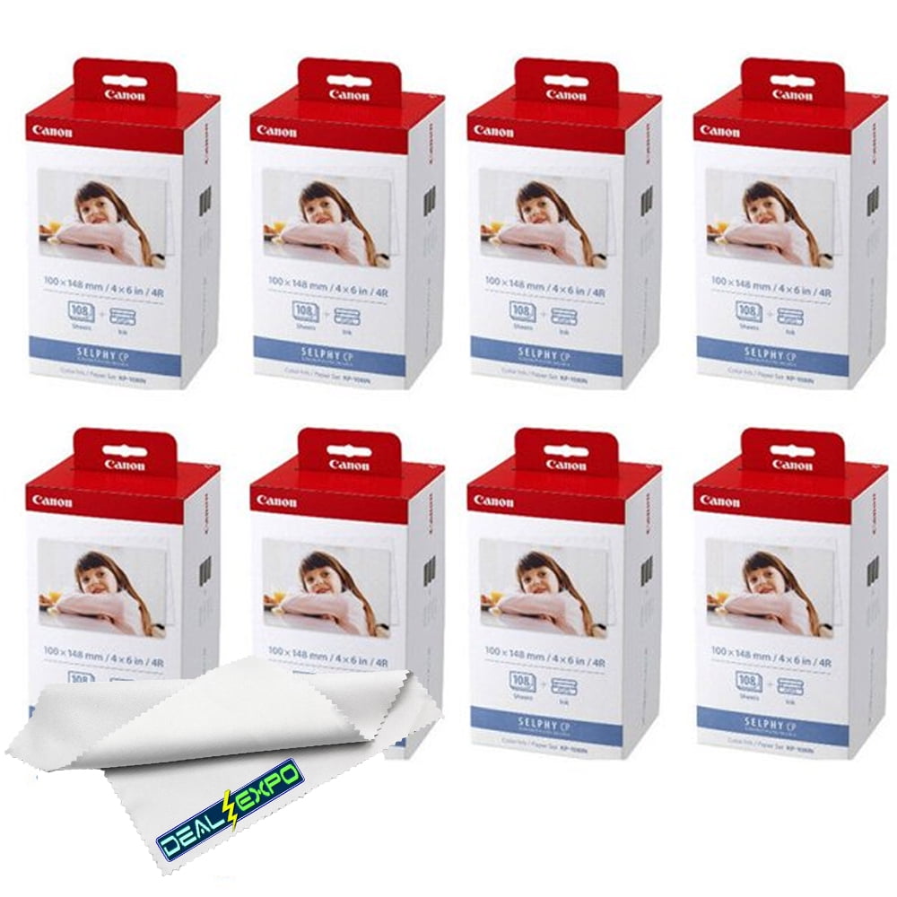 Canon SELPHY KP-108IN Photo Printer: 8 Packs of Color Ink, 4x6 Paper ...