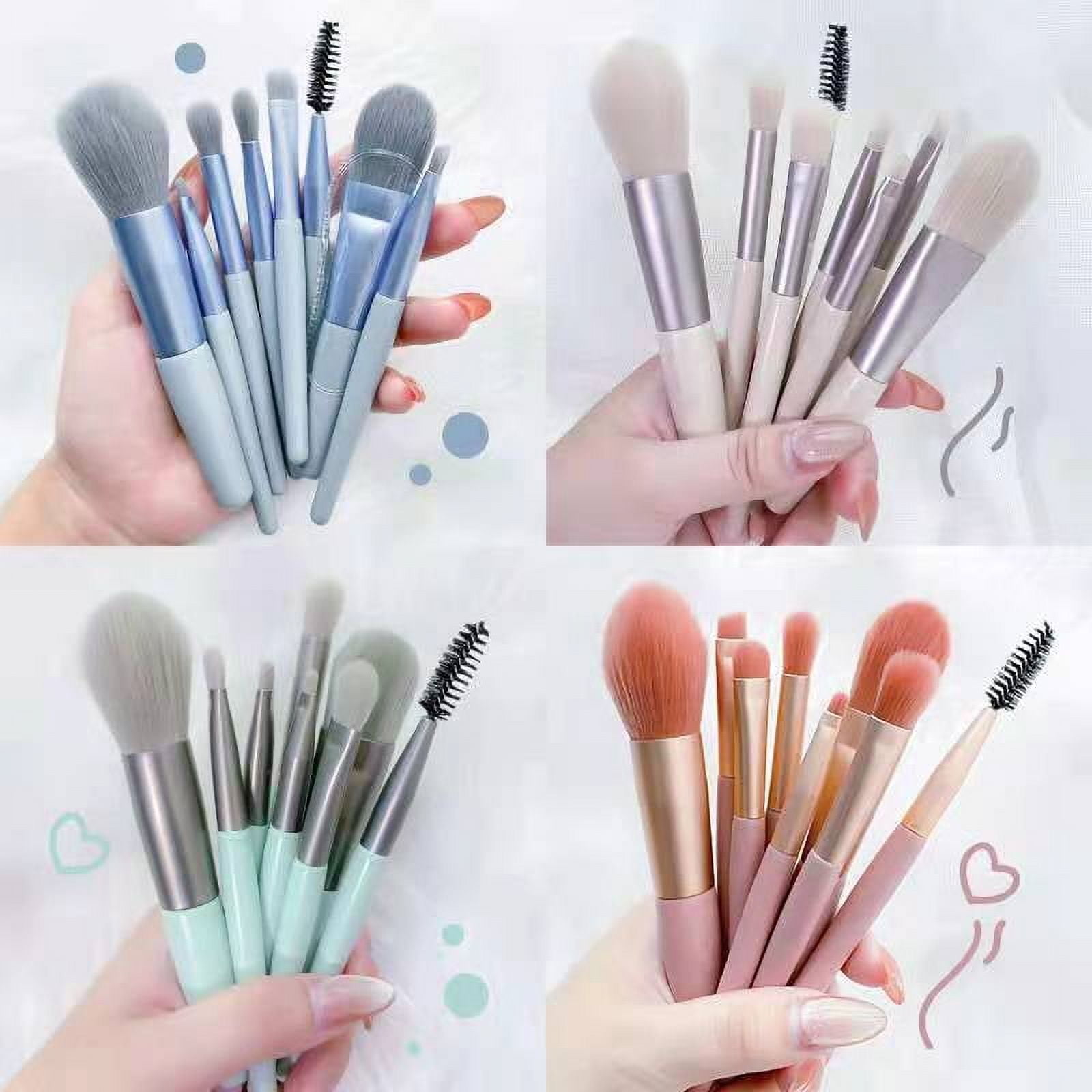 Set of 8 Pieces Small Makeup Brushes Cosmetics Professional Face Powder ...