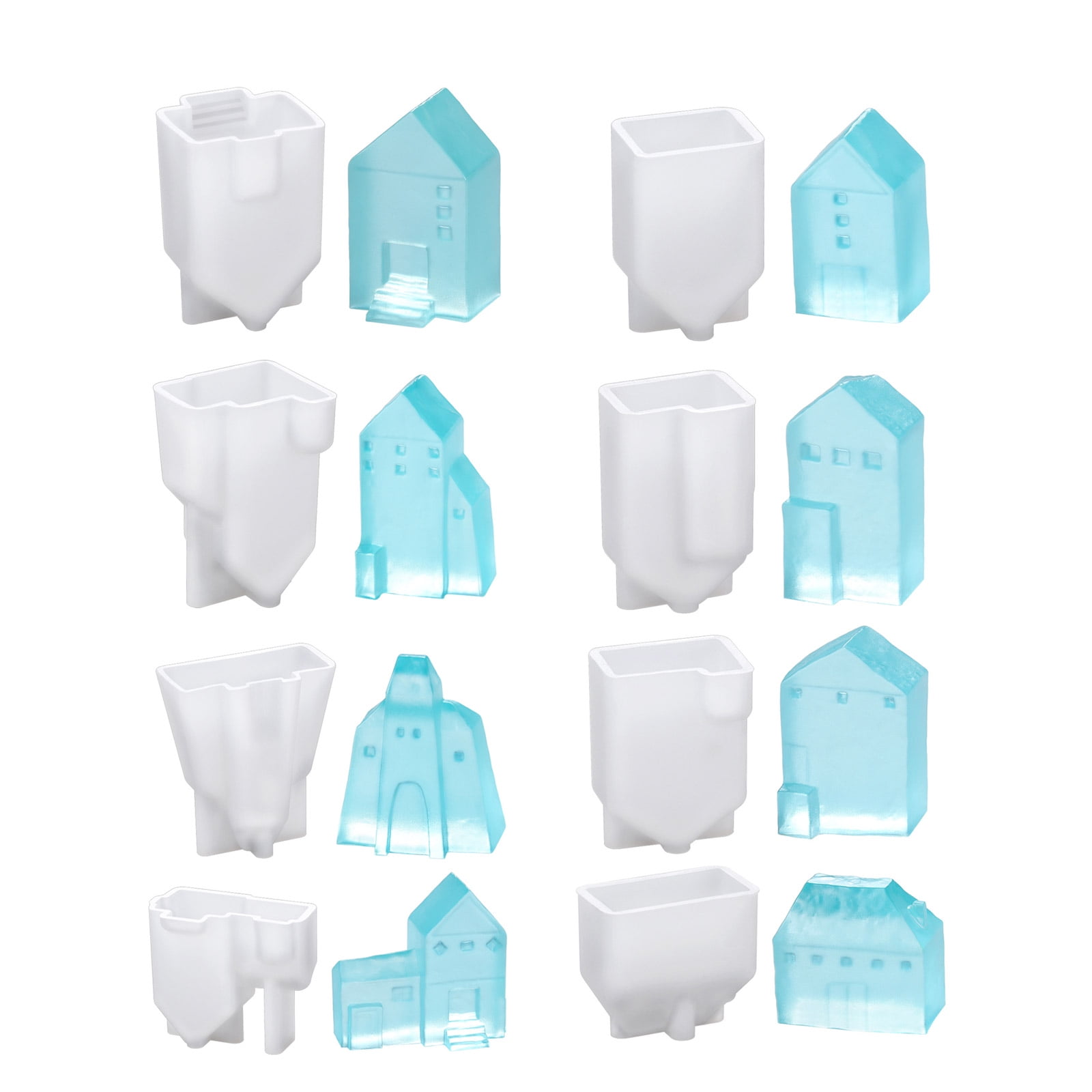 Set of 8 Realistic House Decorations Molds Sturdy Silicone House Mould ...