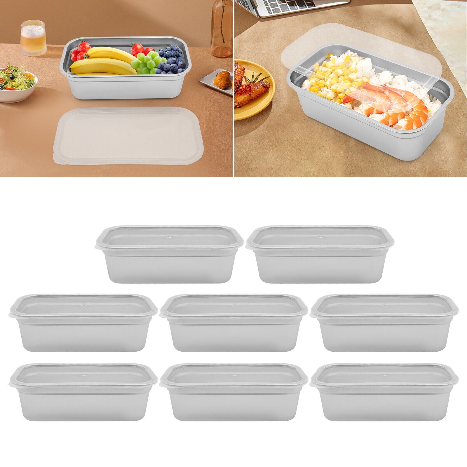 Set of 8 Stainless Steel 4.5L Bowls- Food Storage Containers Set with ...