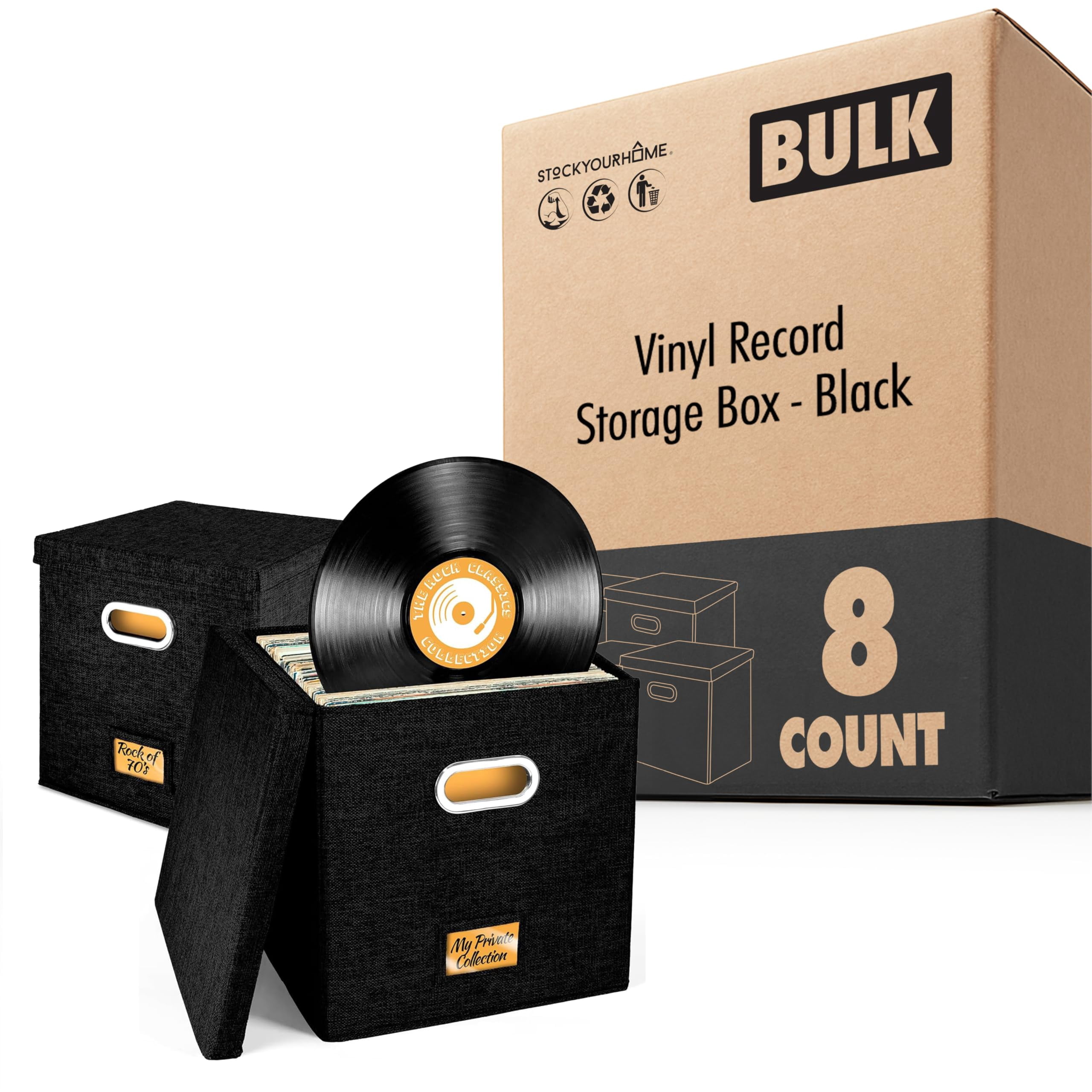 Set of 8 Vinyl Record Storage Boxes 13 x 13 x 13 Holds 50 Albums LP ...