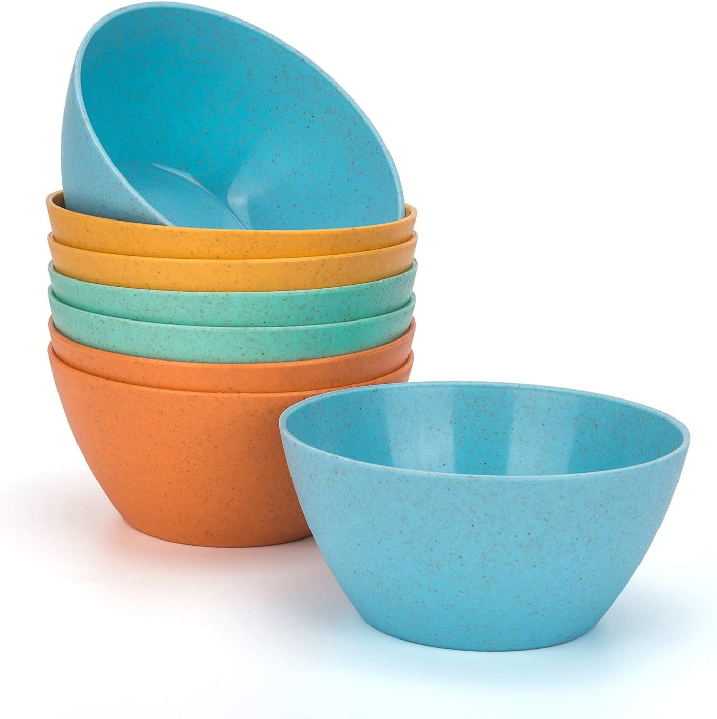 Set of 8 Wheat Straw Lightweight PP Bowls,28 Ounce Unbreakable Bowl for ...