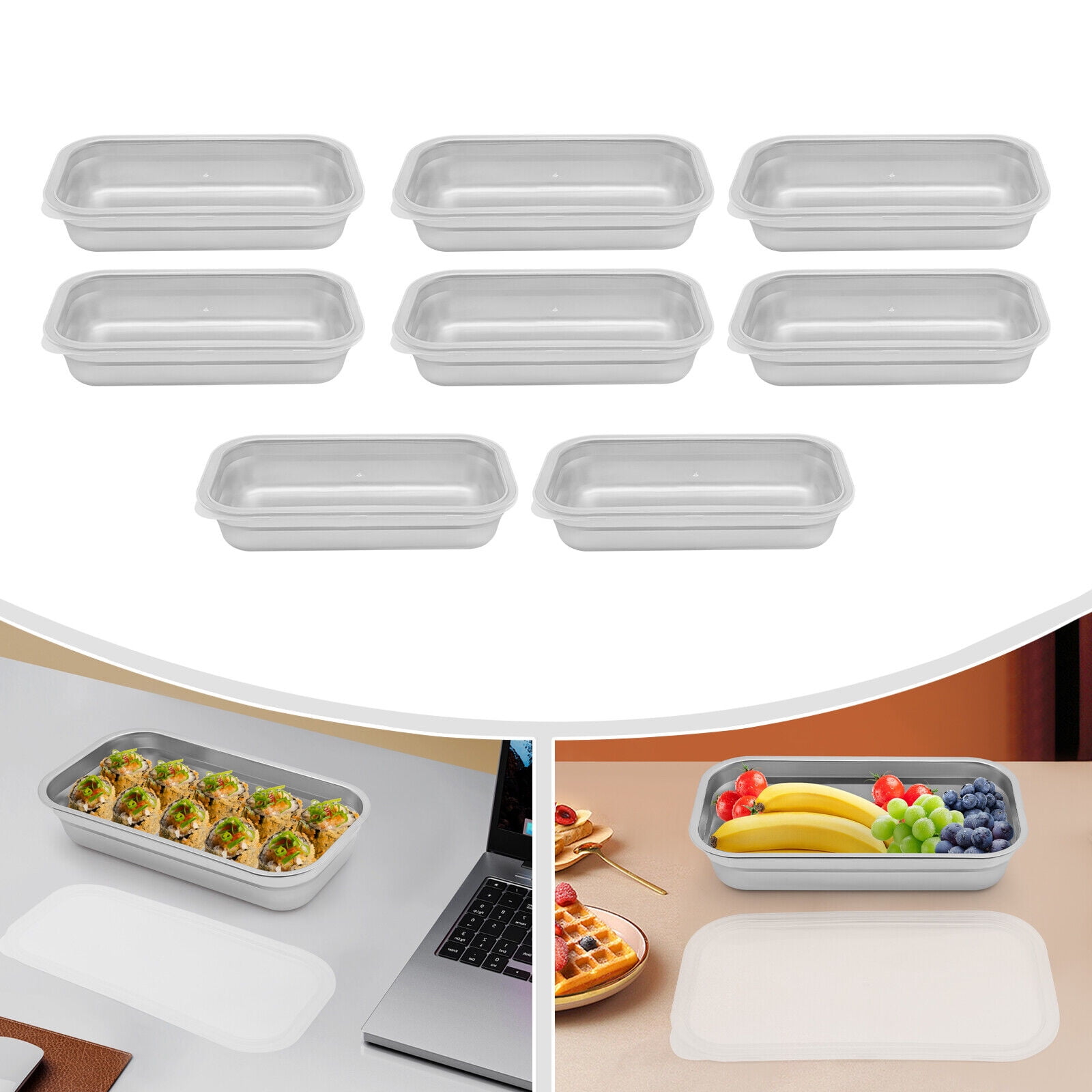 Set of 8PCS 201 Stainless Steel 3L Bowls- Food Storage Containers Set ...