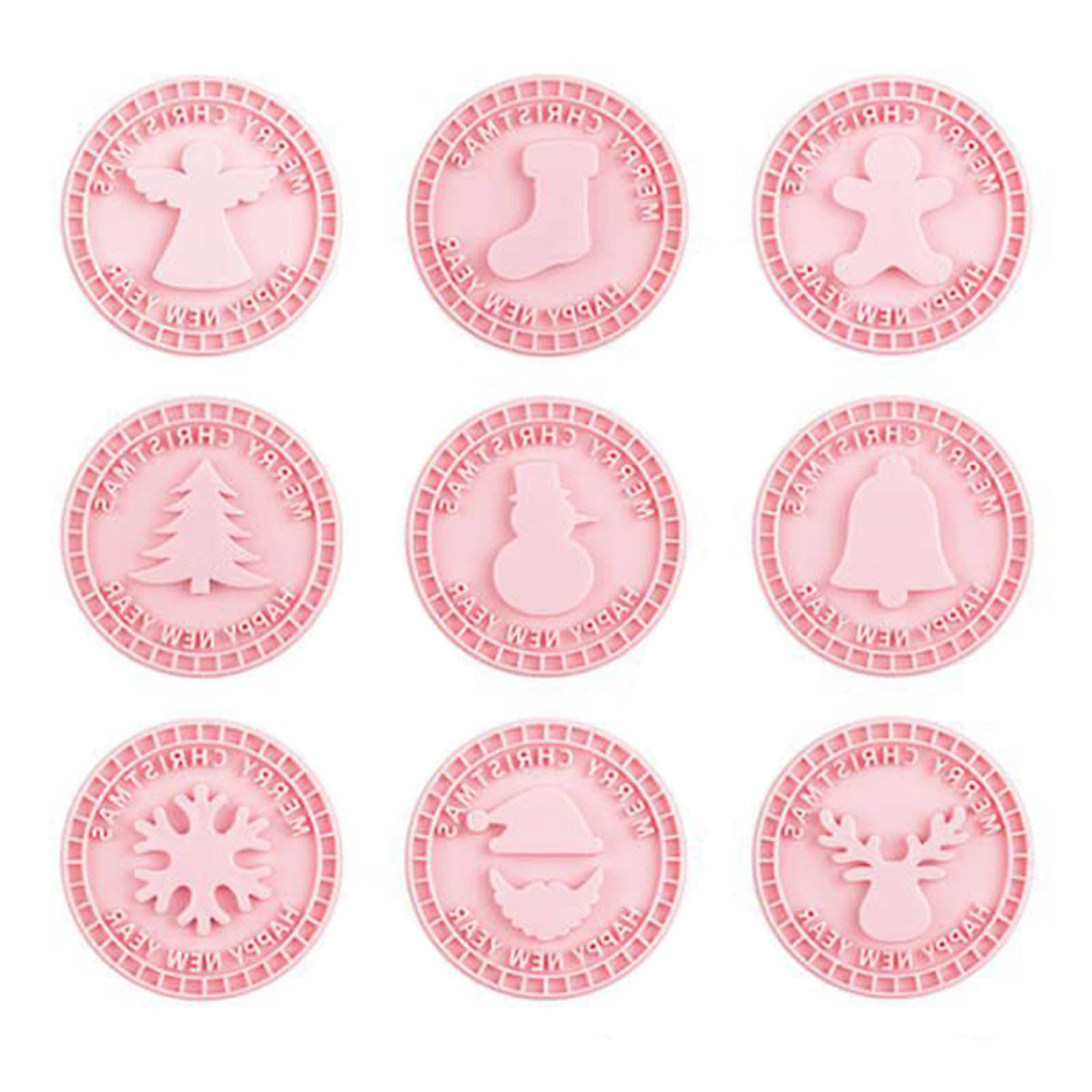 Set of 9 Cookie Cutters 3D Pressable Biscuit Cutters Xmas Series ...