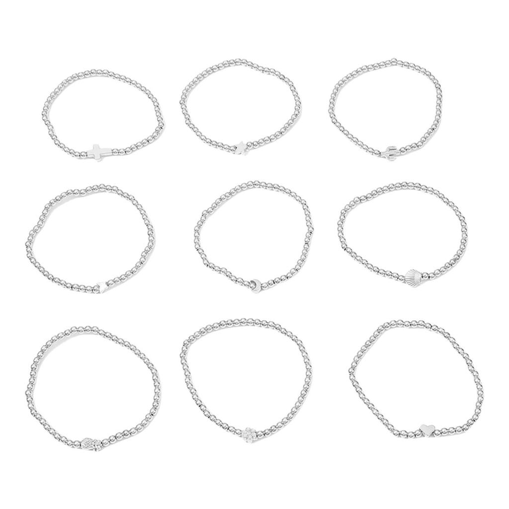 Set of 9 Elegant Silver Stars and Moon Bracelets for Women Fashion ...