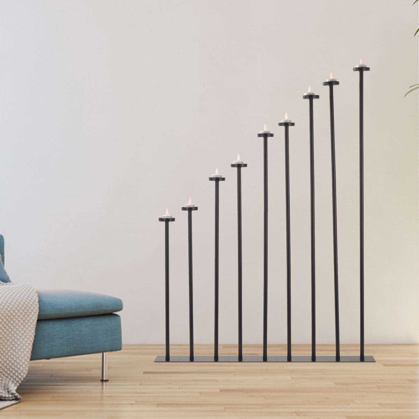 Set of 9 Metal Tall Black Candlesticks Modern Candle Holder Stand ...