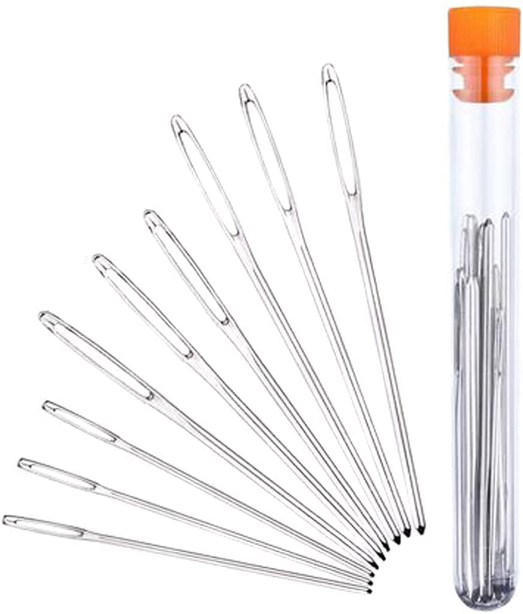 Set of 9 Pieces Silver Large-Eye Blunt Needles Hand Sewing Needle - 3 ...
