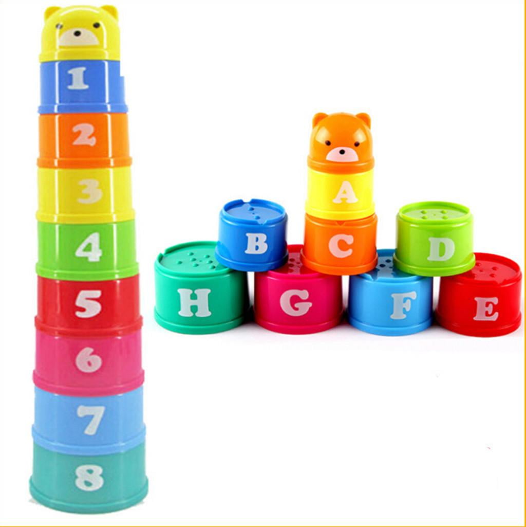 Set of 9 Rainbow Stacking Cups Stacking Satapel Game Educational Toy ...