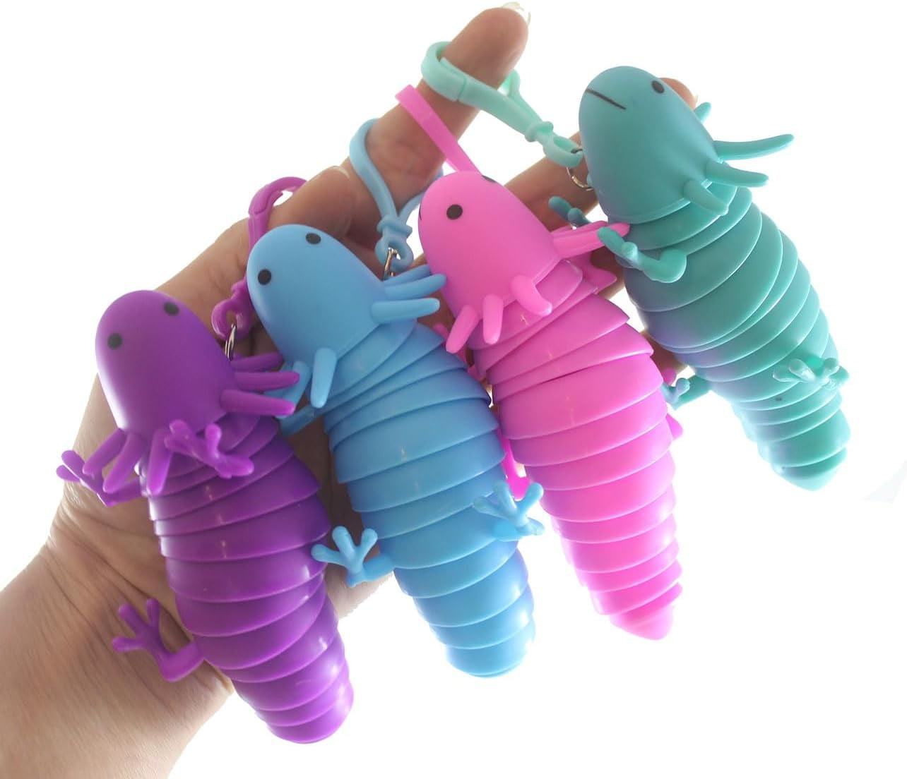 Set of ALL 4 COLOR Axolotl Fidget - Small on Clip Wiggle Articulated ...