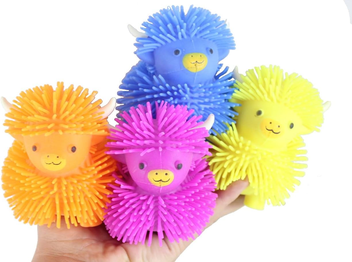 Set of ALL 4 Puffer Highland Cow Fidget Toys - Air Filled Sensory ...