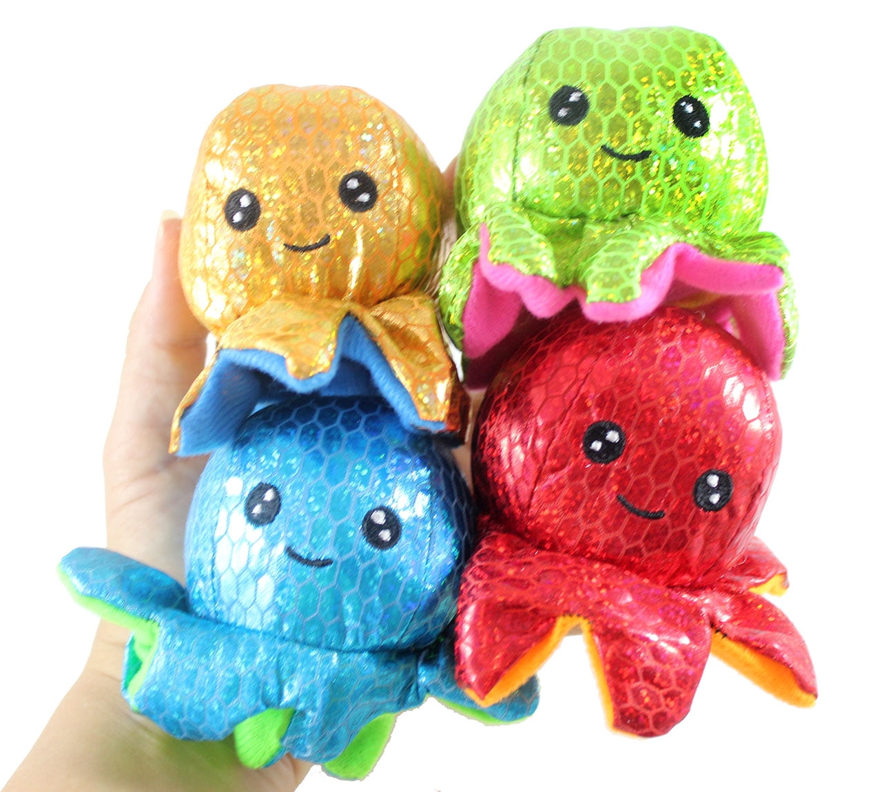 Set of All 4 Color Mini Octopus Animal Small Plush Stuffed Animals - Adorable Tiny Mini Plushie ...