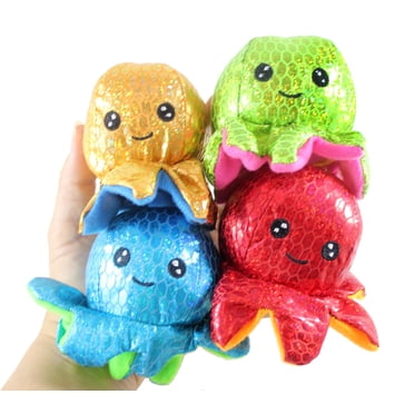 Reversible Mood Plushie - Set of 2 Octopus Animal Stuffed Toy, Happy ...