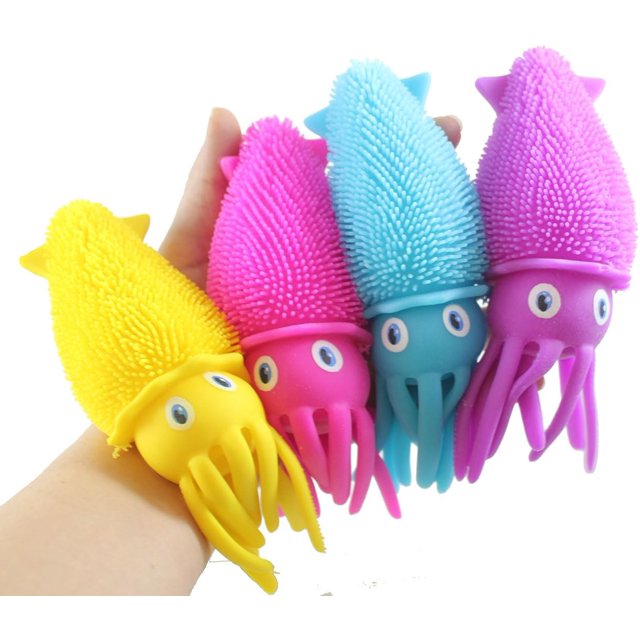 Set of All 4 Puffer Squid Ball - Light Up Flashing Fidget Indoor Soft ...