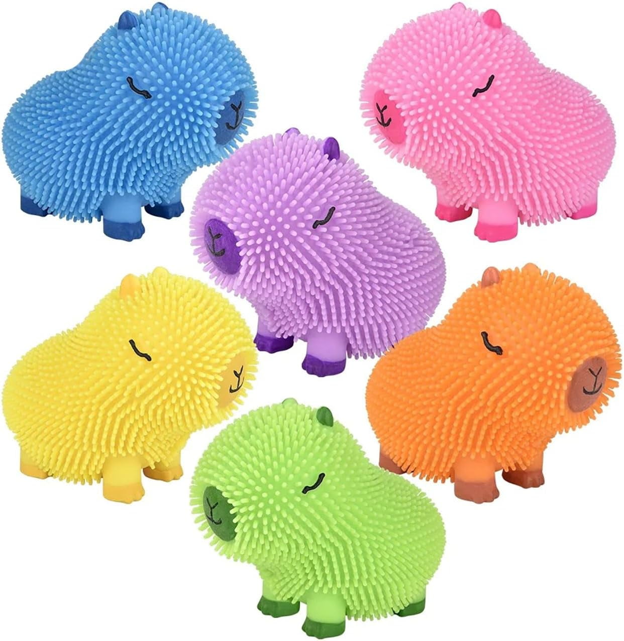 Set of All 6 Color Capybara Puffer Air- Filled Squeeze Stress Balls ...