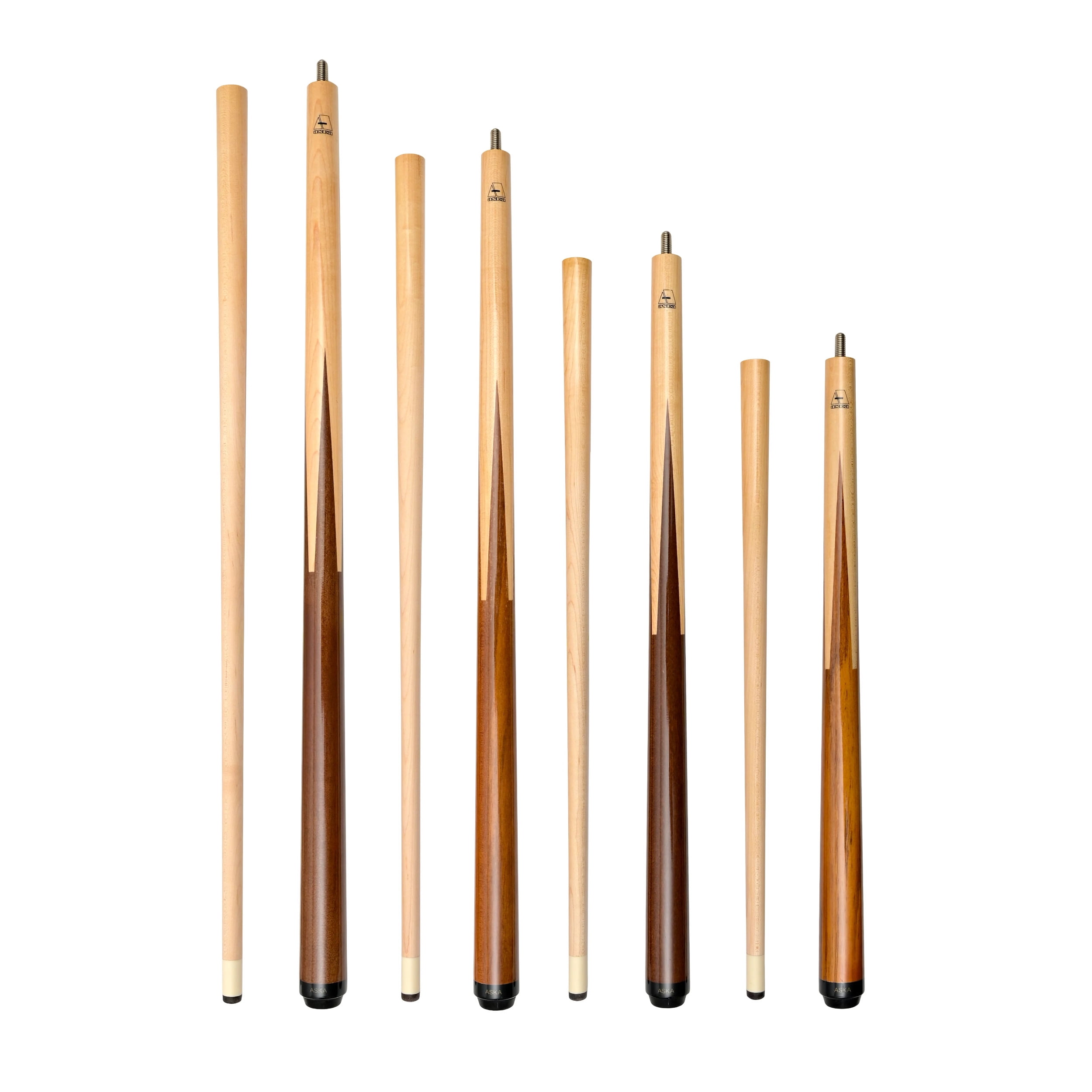 Set of Aska Mixed Length Cues LS, Canadian Hard Rock Maple Billiard ...