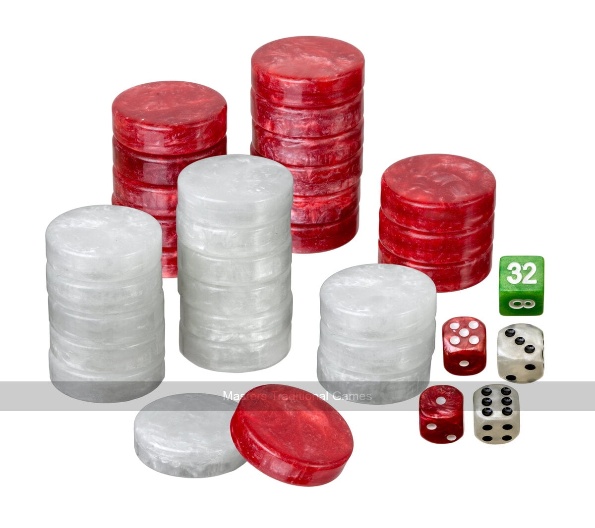 Set of Backgammon Pieces / Checkers, 40mm, Red / White, Plastic ...