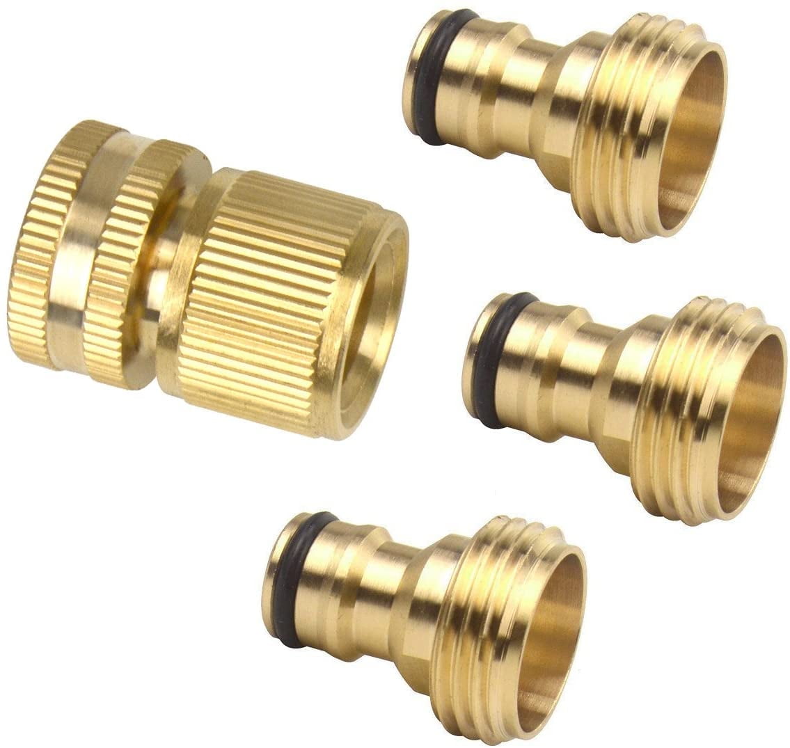 Set of Brass Male and Female 3/4 Inch Garden Hose End and Quick ...