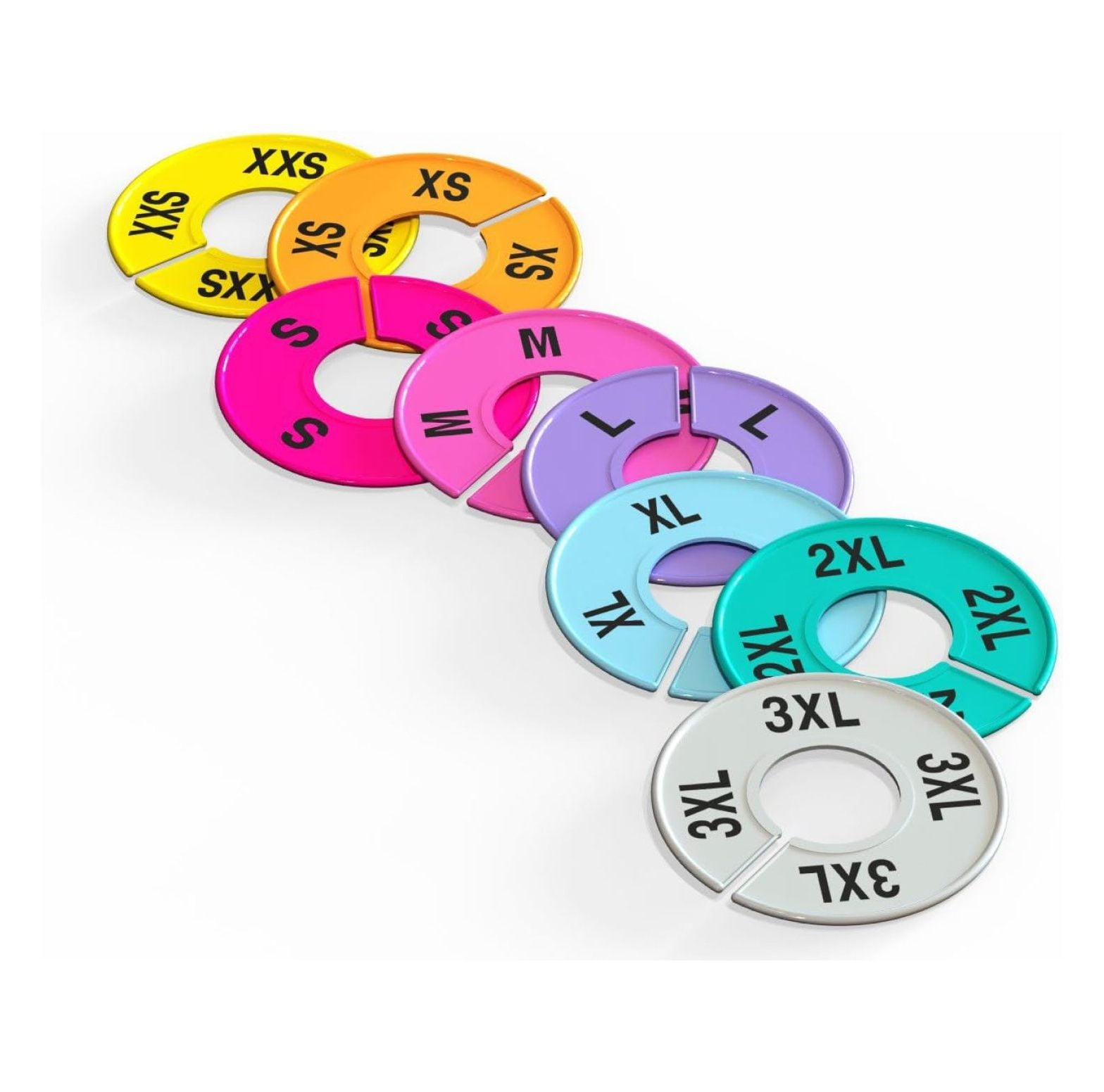 Set of Colored Clothing Round Rack Size Dividers (XXS - 3XL) Various ...