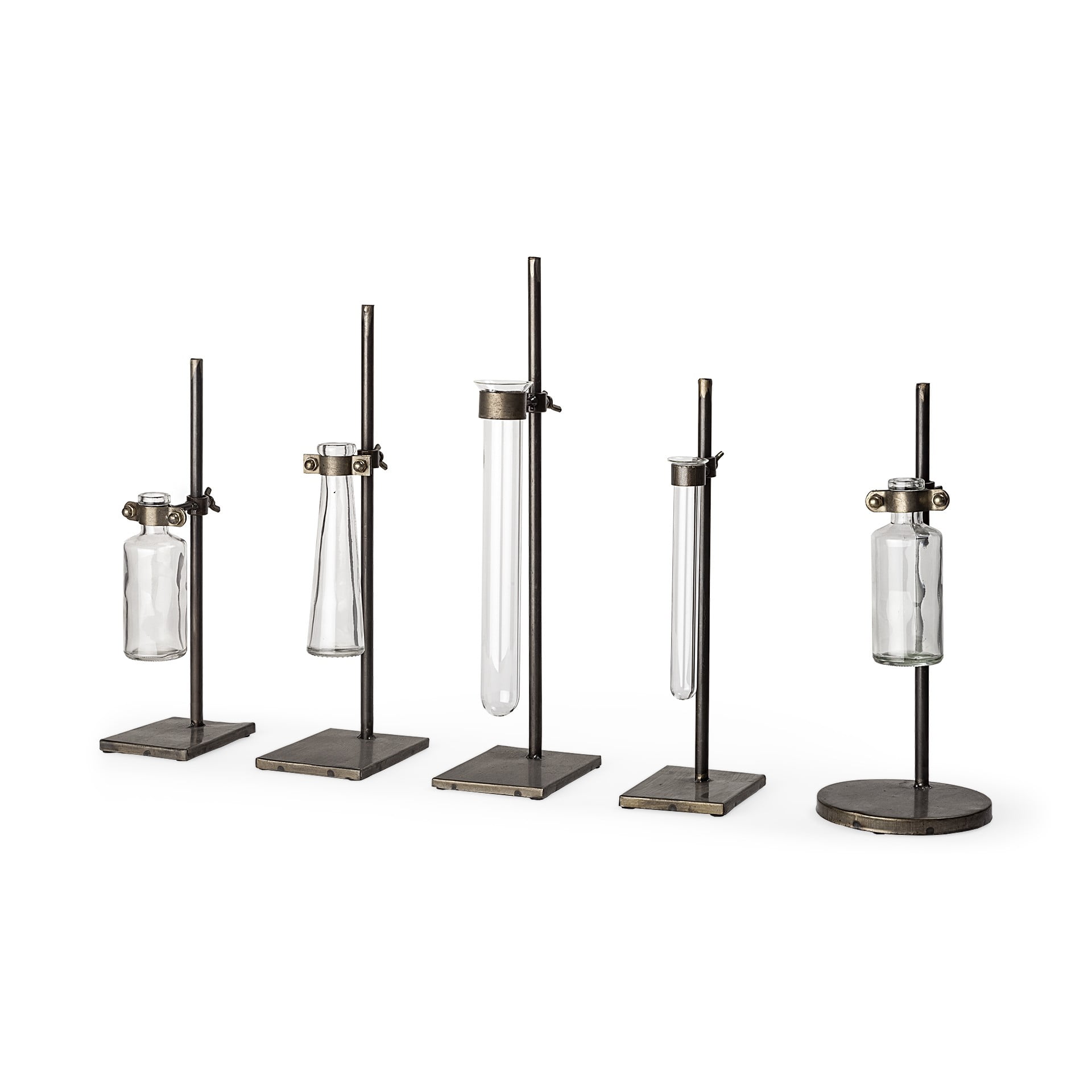 Set of Five Test Tube Vases with Metal Bases - Walmart.com