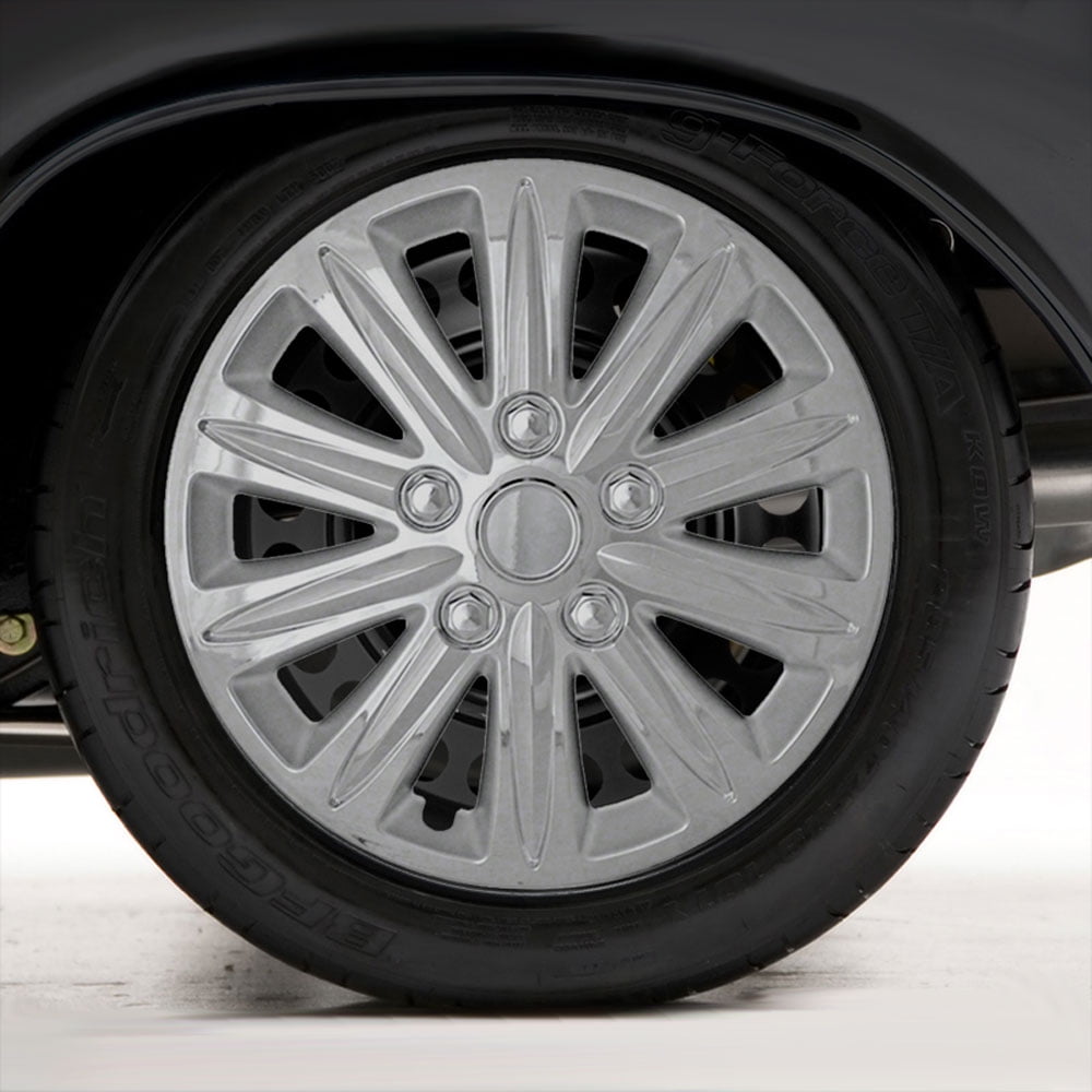 Set of Four 15" Chrome ABS 10 Spoke Hubcap Wheel Covers (Push-on ...