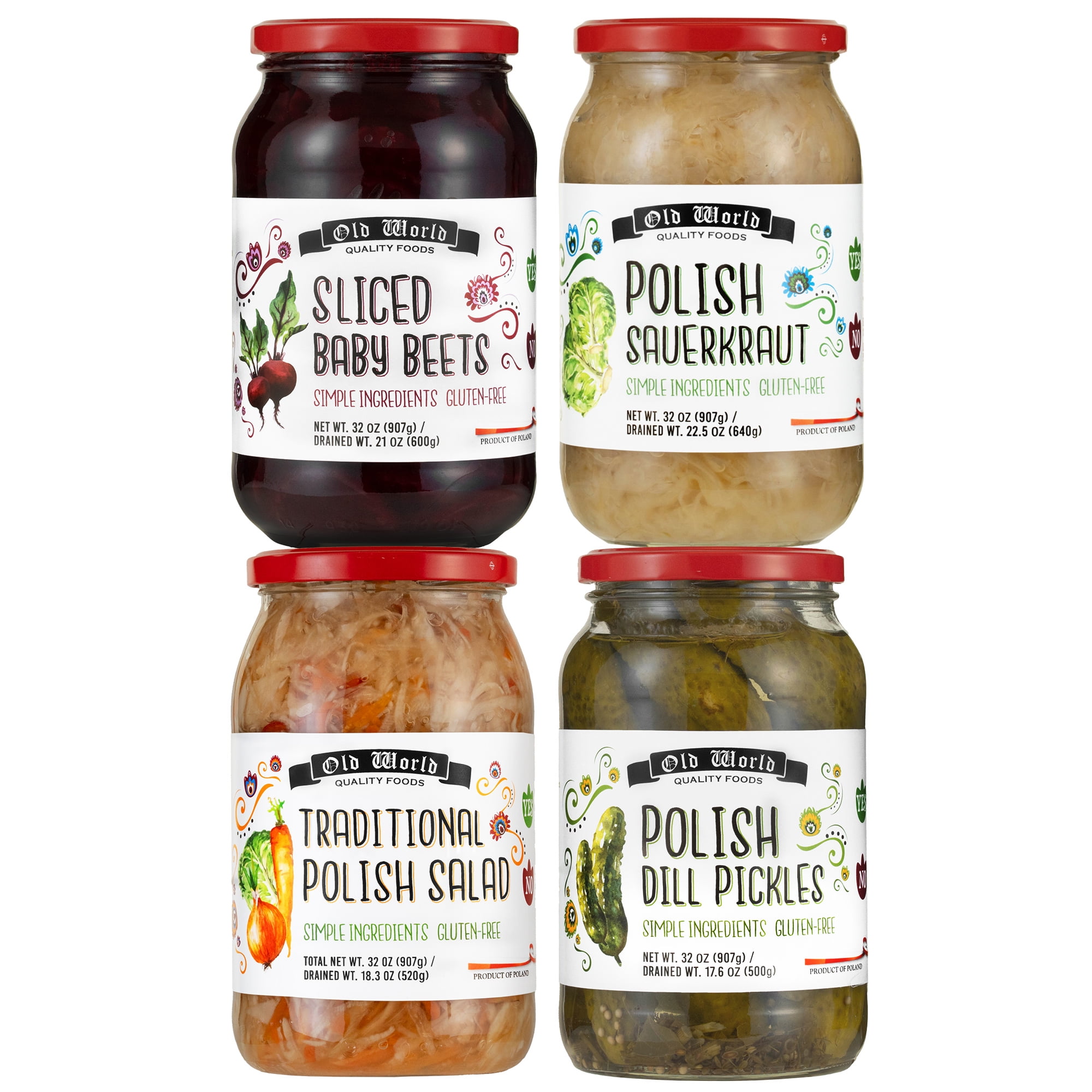 Old World Quality Food Pickled Vegetables Set, Includes Dill Pickles ...