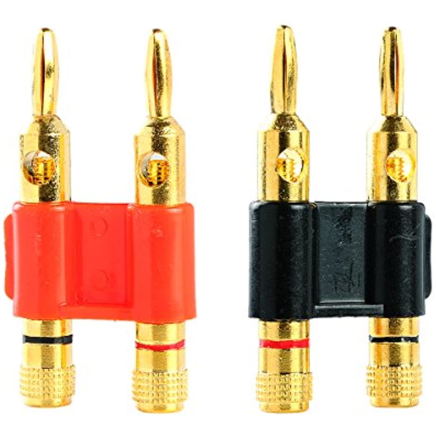 Set of Gold Plated Dual Banana Plug Connectors Red Black each one ...