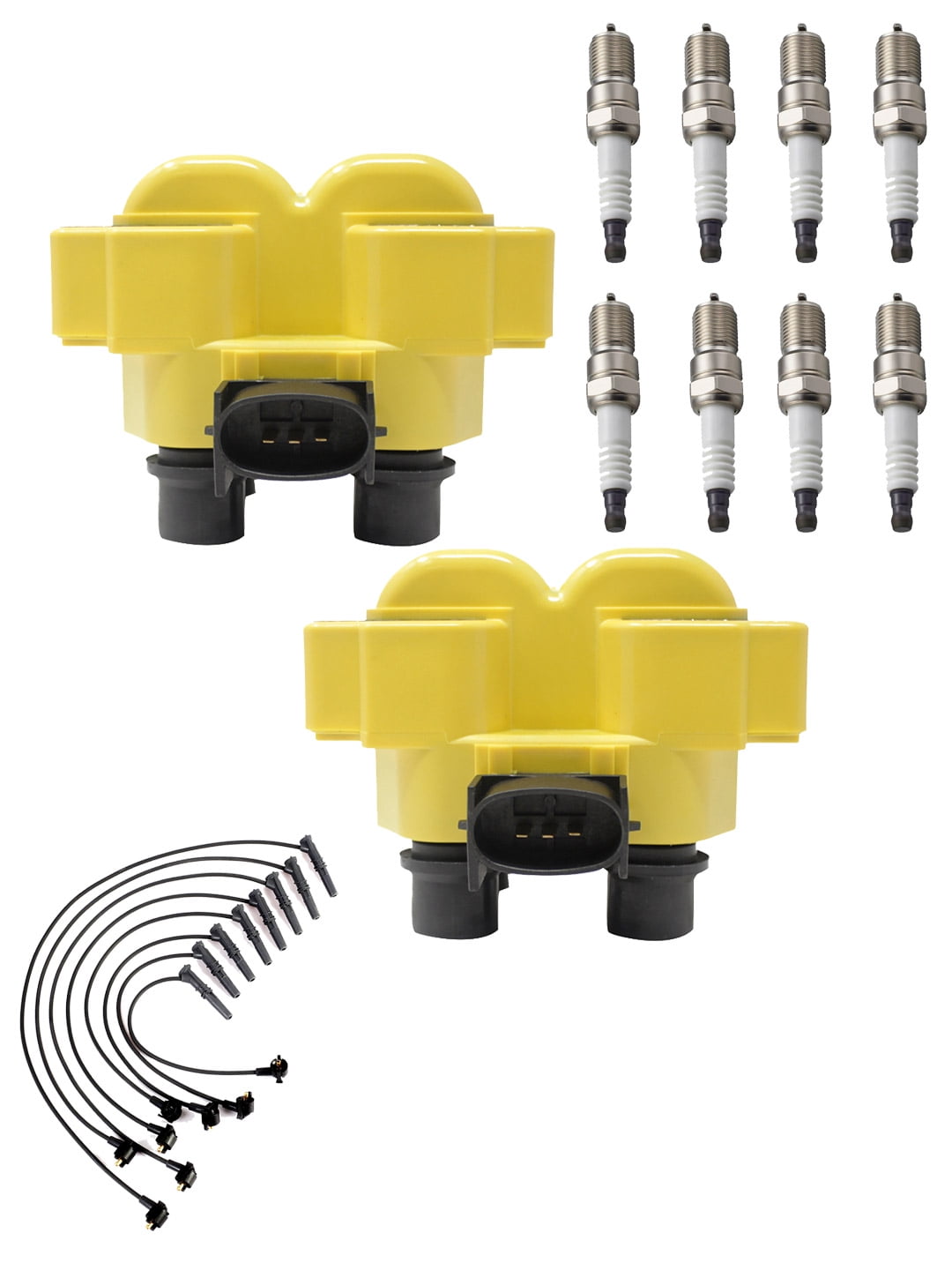 Set of ISA Yellow Color Ignition Coils, Spark Plugs and Wireset ...
