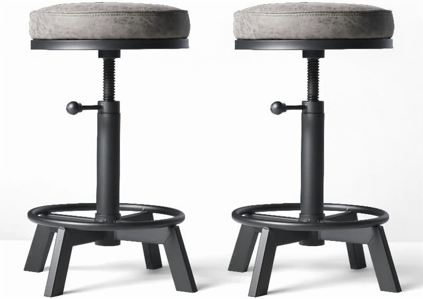 Set of Industrial Stools Short Stool Swivel Wooden Seat Kitchen Island ...