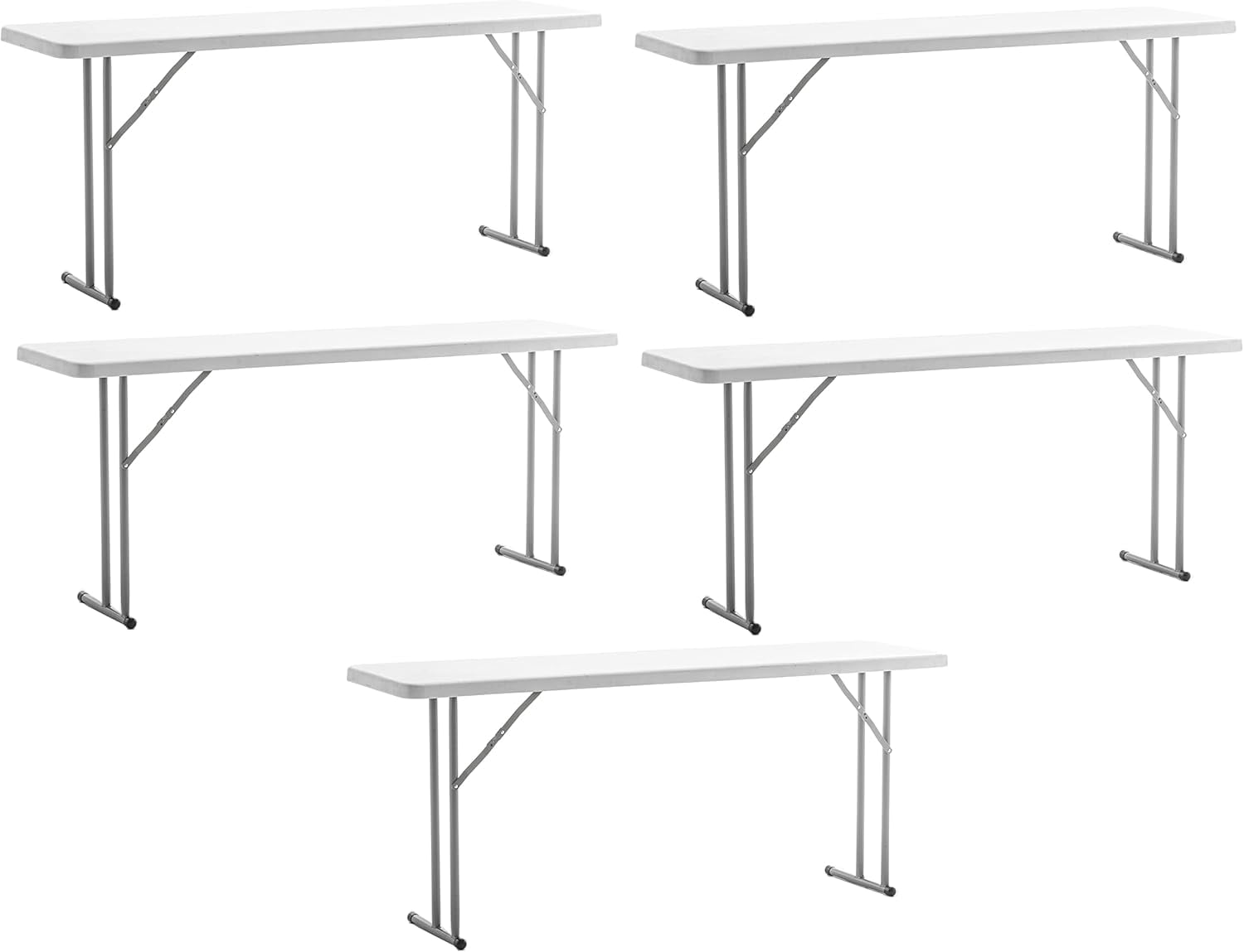 Set of - Long White Plastic Folding Seminar Training Table Portable ...