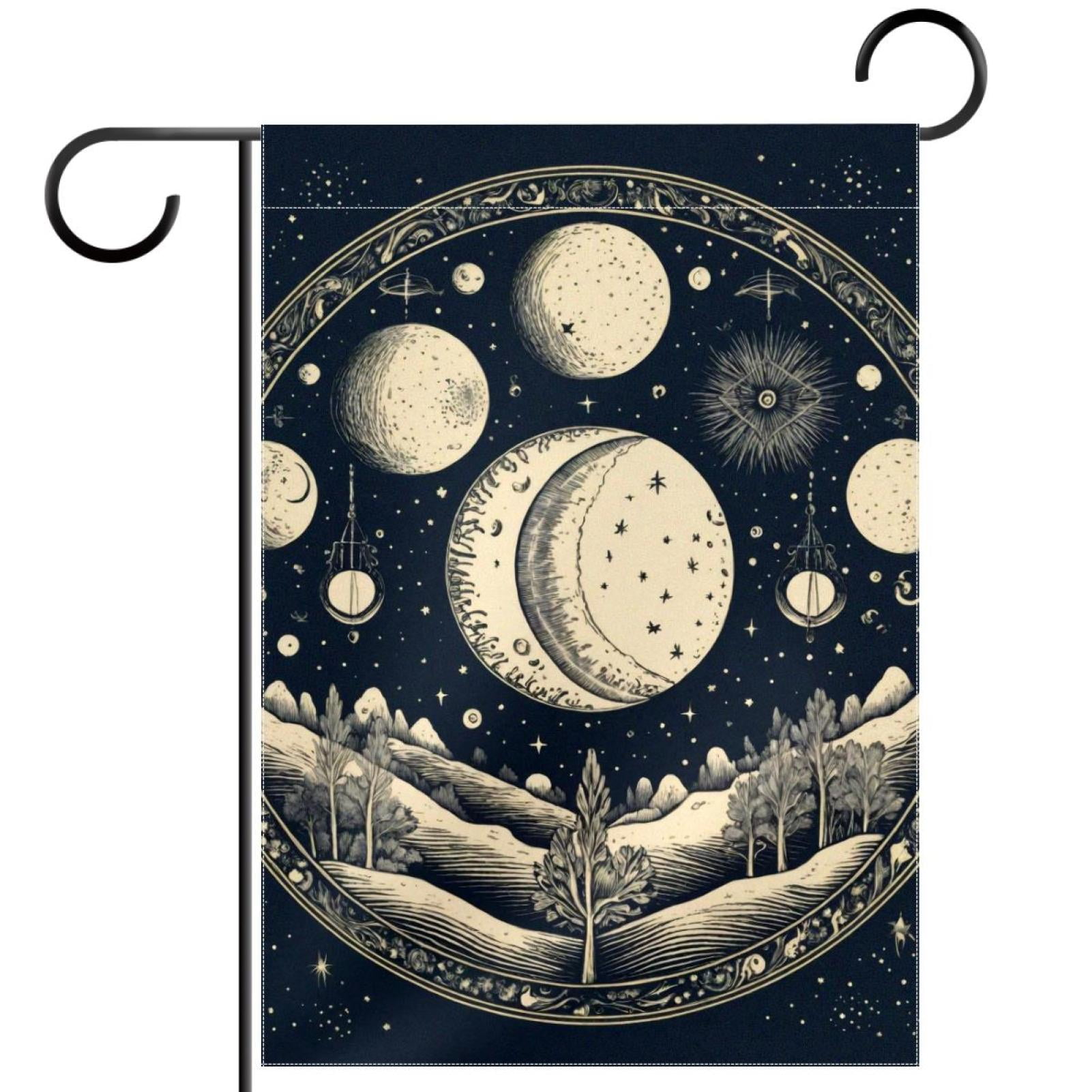 Set of Moon Phases Pattern Decorative Garden Flag for All Seasons, 12 x ...
