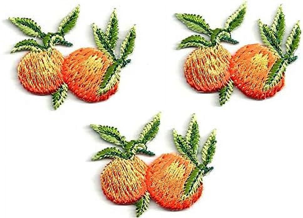Set of Orange Embroidered Fruit Patches - Iron On for Craft Projects ...
