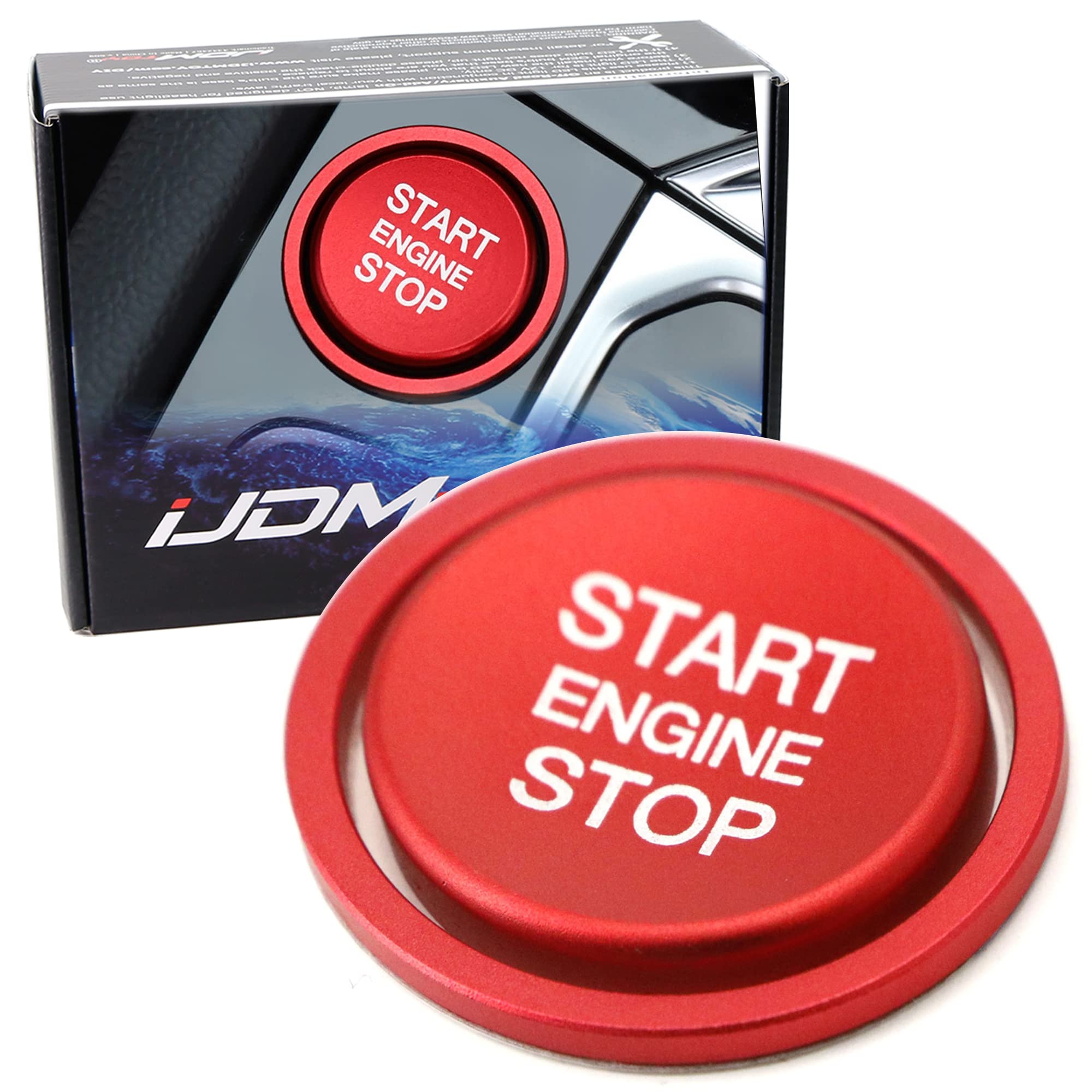 Set of RS Style Red Aluminum Keyless Engine Push Start Button w ...