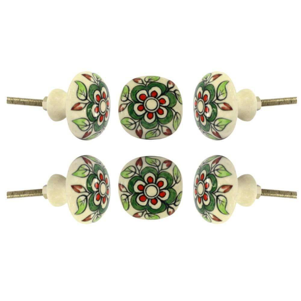 Trinca Ferro White Flower Ceramic Cabinet Knobs, Set of 6, Decorative Drawer Pulls - Walmart.com