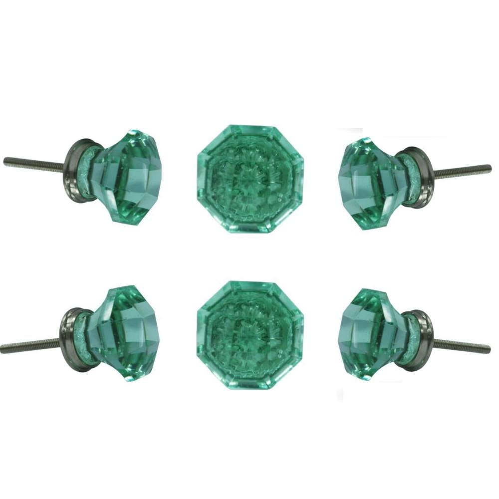 Set of Six Glass Kember Green Cabinet Knobs by Trinca-Ferro - Walmart.com