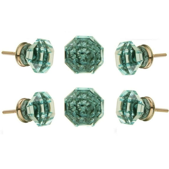 Set of Six Glass Kember Turquoise Cabinet Knobs by Trinca-Ferro - Walmart.com