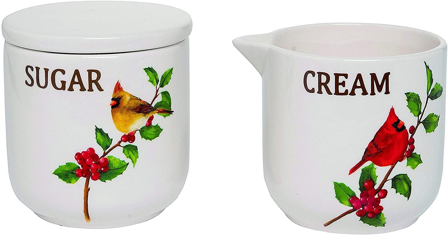 Set of Sugar & Creamer Server Ceramic Christmas Seasonal Holiday ...