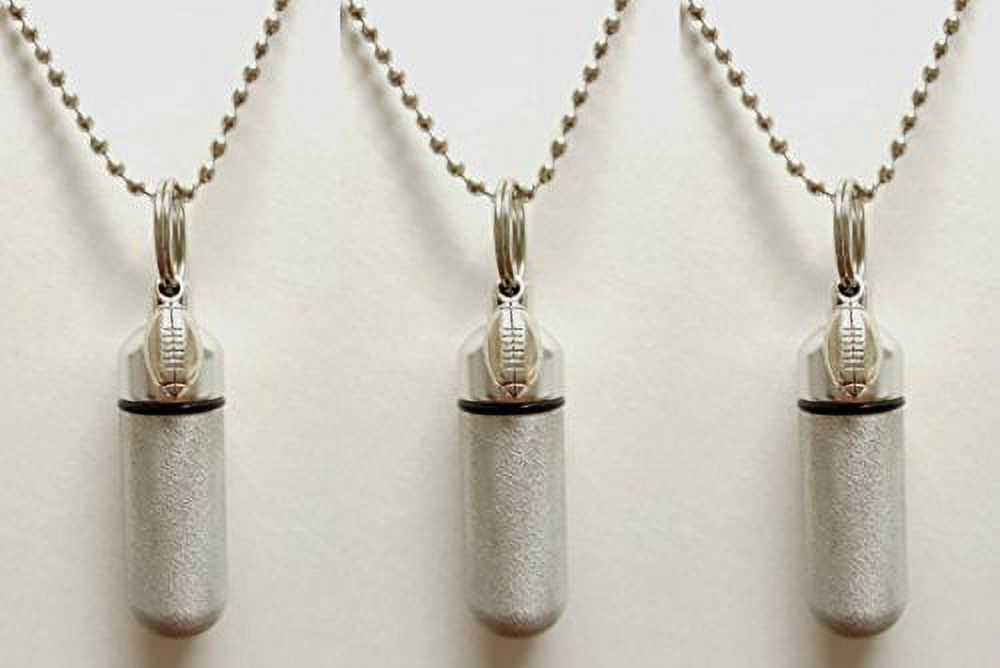 Set of THREE Brushed Silver FOOTBALL CREMATION URN Keepsakes with ...