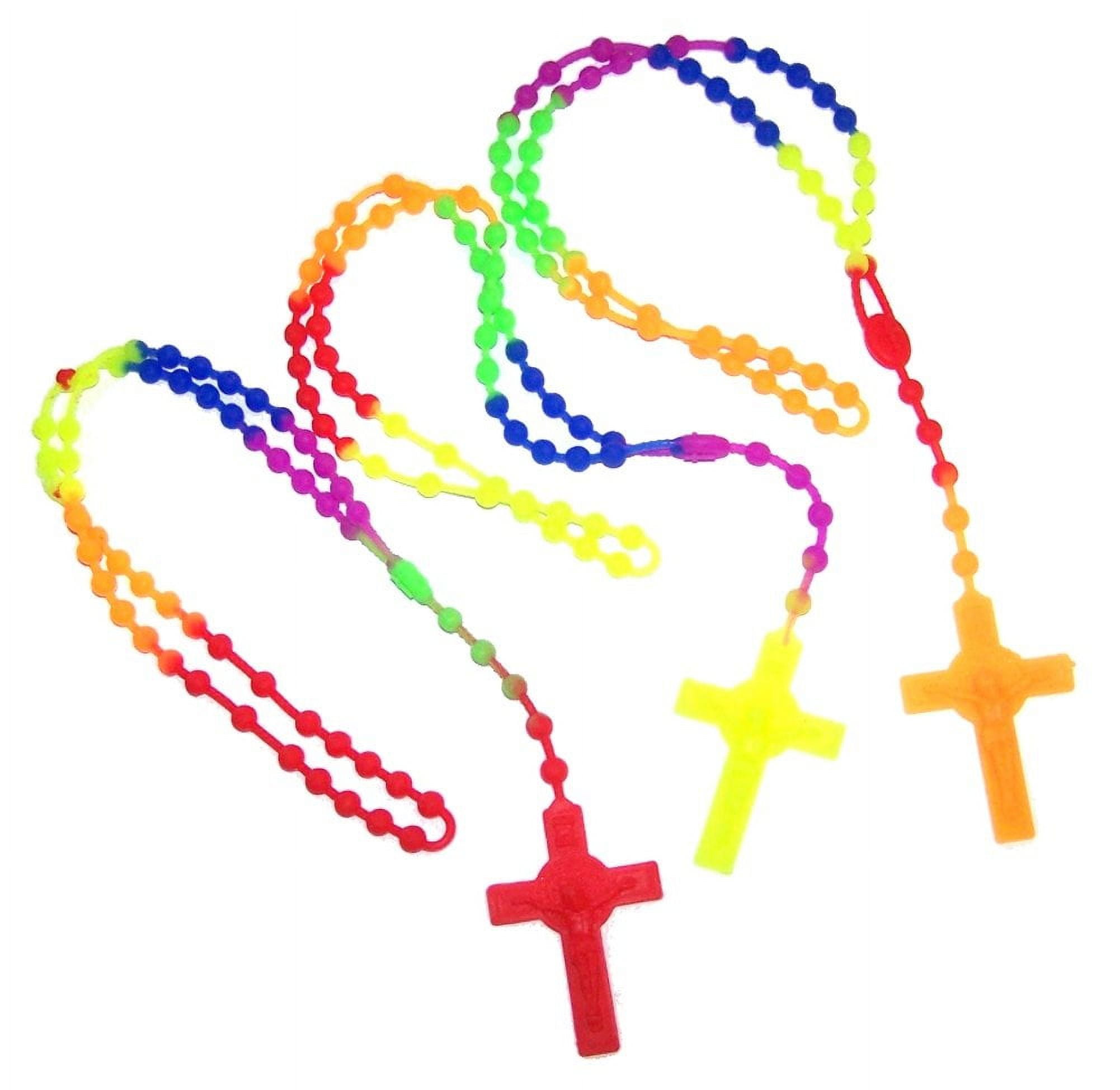 Set of Three (3) Elastic Rubber with Bright Colors Rosaries - Children ...